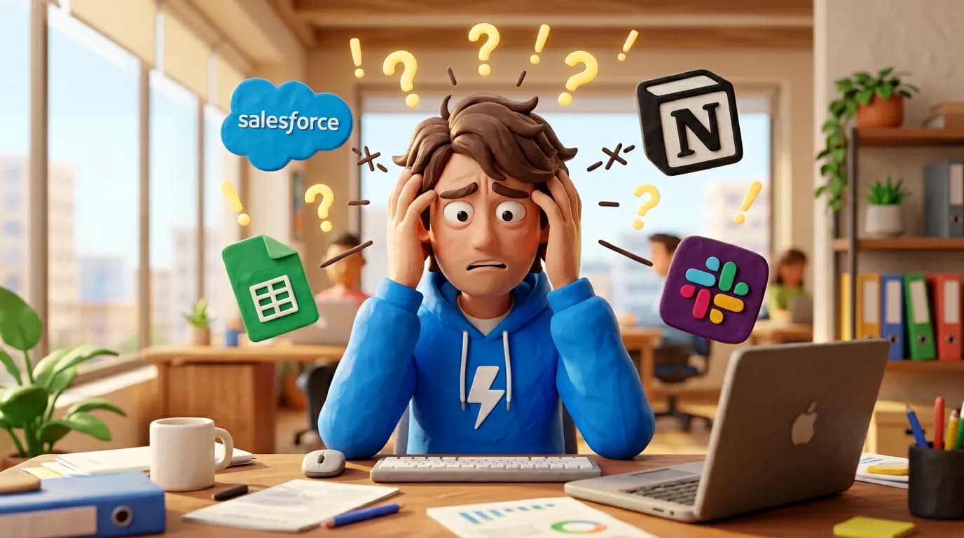The average sales team juggles 5+ disconnected tools with no single source of truth