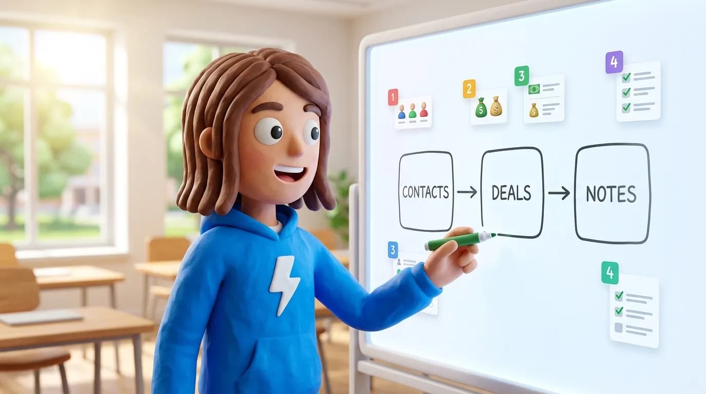 A minimal CRM only needs three things: contacts, deals, and notes — everything else is noise