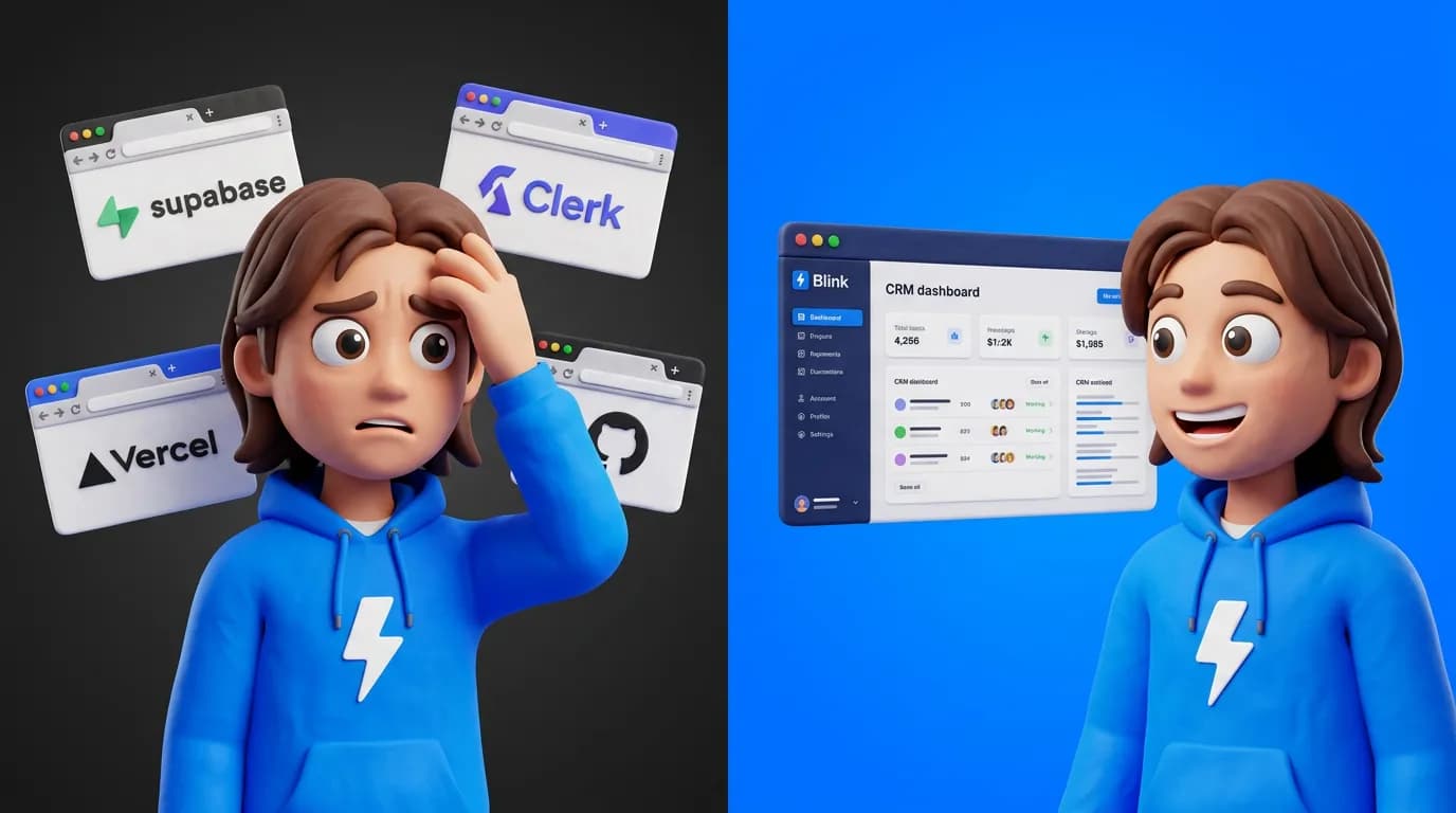 Manual stack: four services and four bills. Blink: one app, everything included