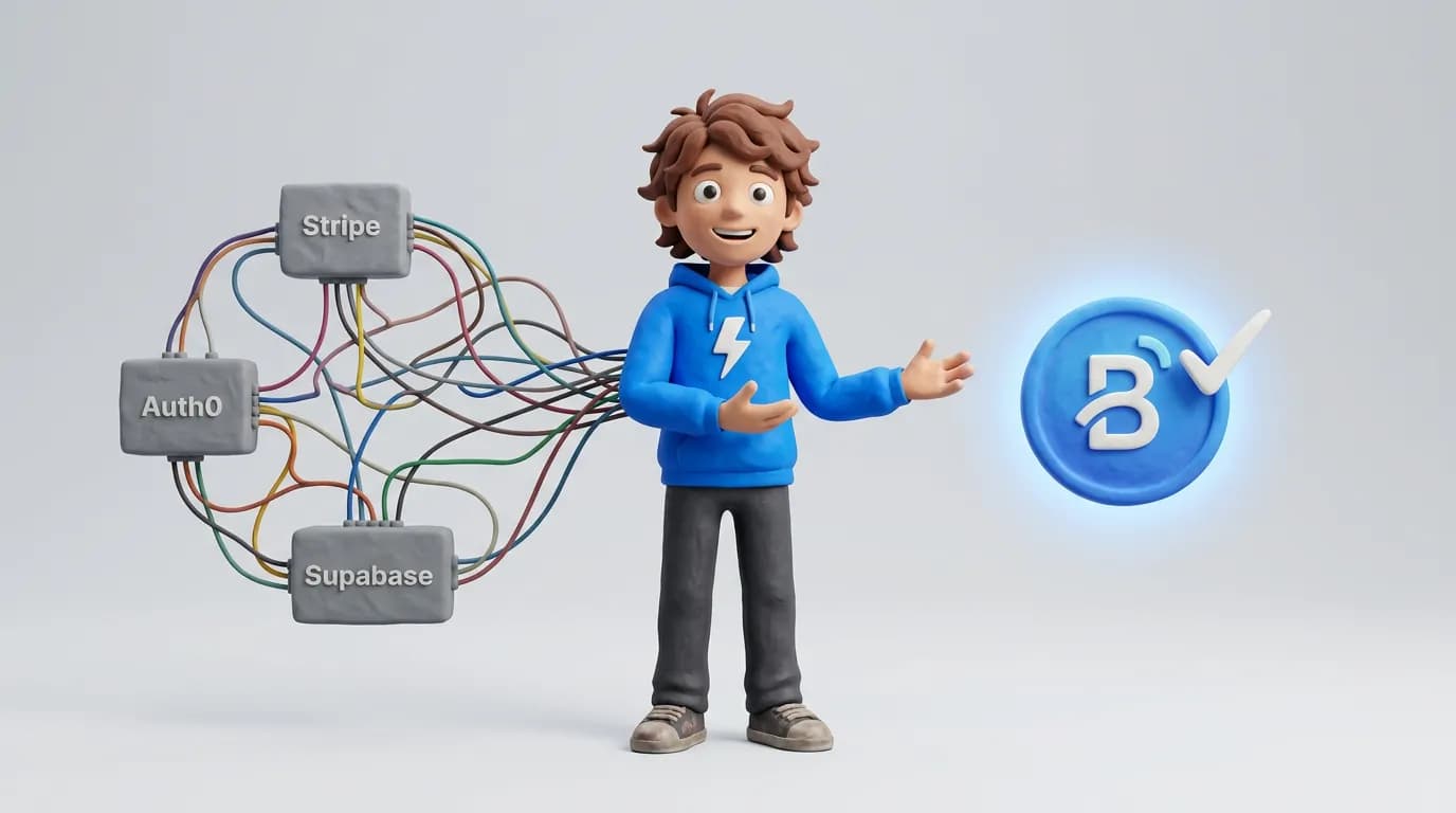 With traditional tools, membership sites require Stripe for payments, a separate auth service, and Supabase for data — Blink includes all three in one platform