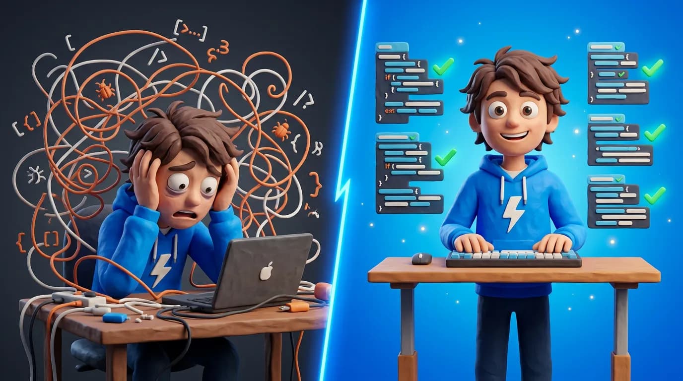 The before vs after of agentic coding — uncontrolled vs best-practices-guided agent output