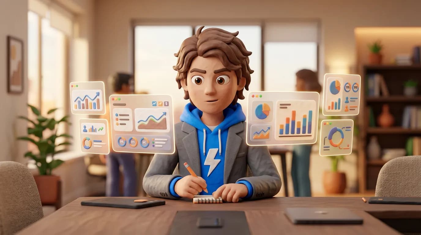 Marketing team using AI-built analytics dashboard
