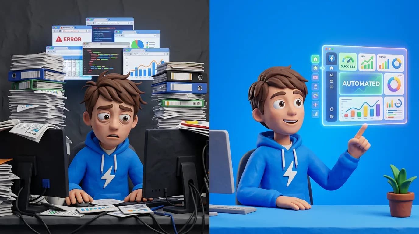 Before and after: manual agency reporting vs OpenClaw automation — chaos to calm in one switch