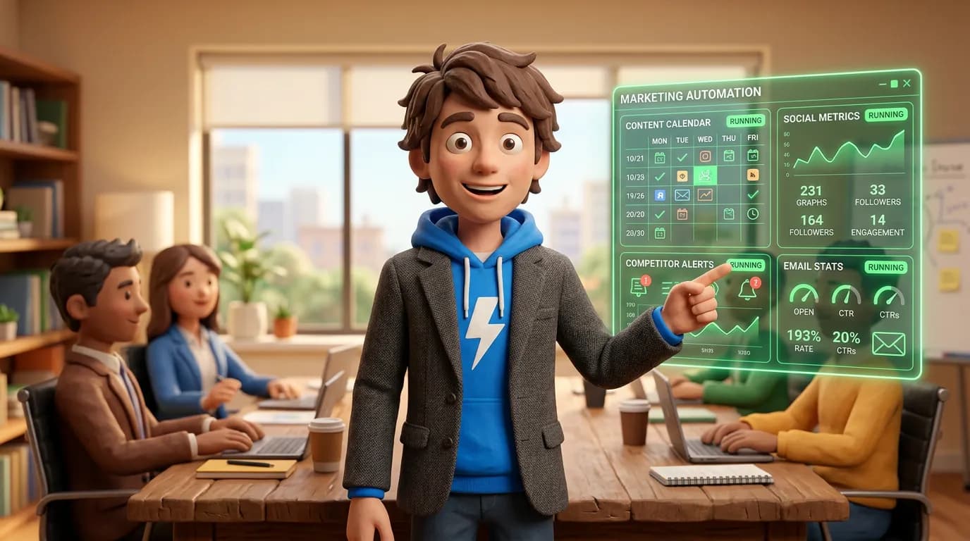 An OpenClaw marketing agent monitoring 8 workflows simultaneously across a team's full marketing stack