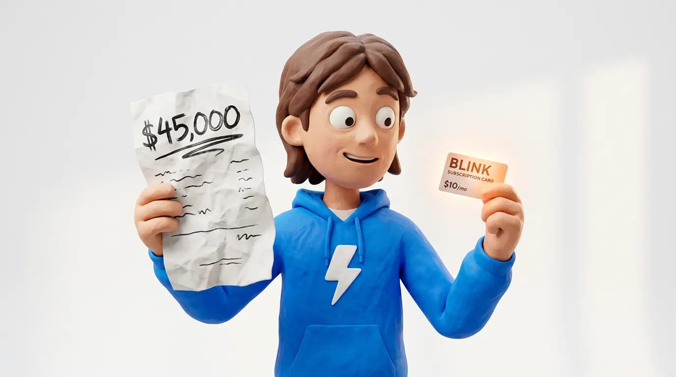 Salesforce for a 23-person team: $45,540/year. A custom Blink-built CRM: free to start.