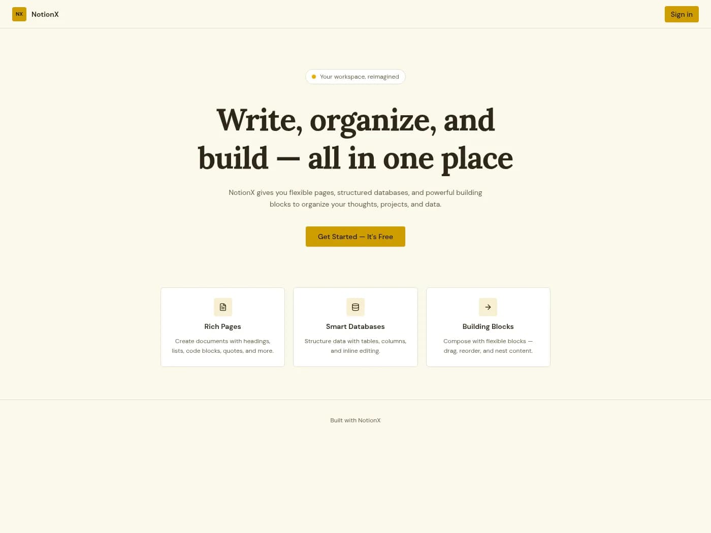 NotionX Workspace