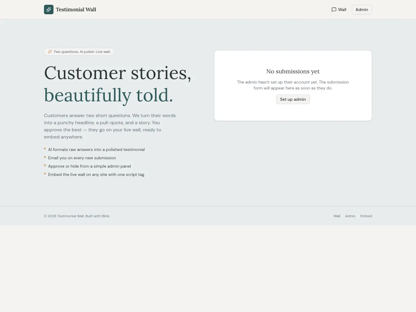 Testimonial AI Wall