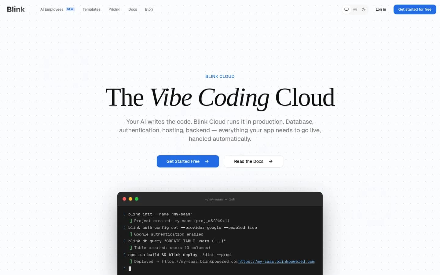 Blink Cloud — full-stack infrastructure for AI agents