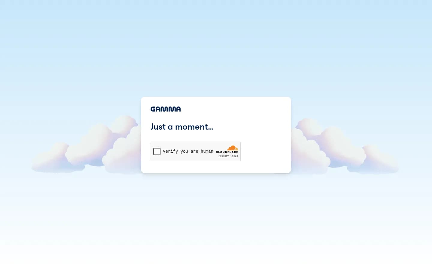 Gamma landing page — AI presentation and document builder that generates decks from a text prompt