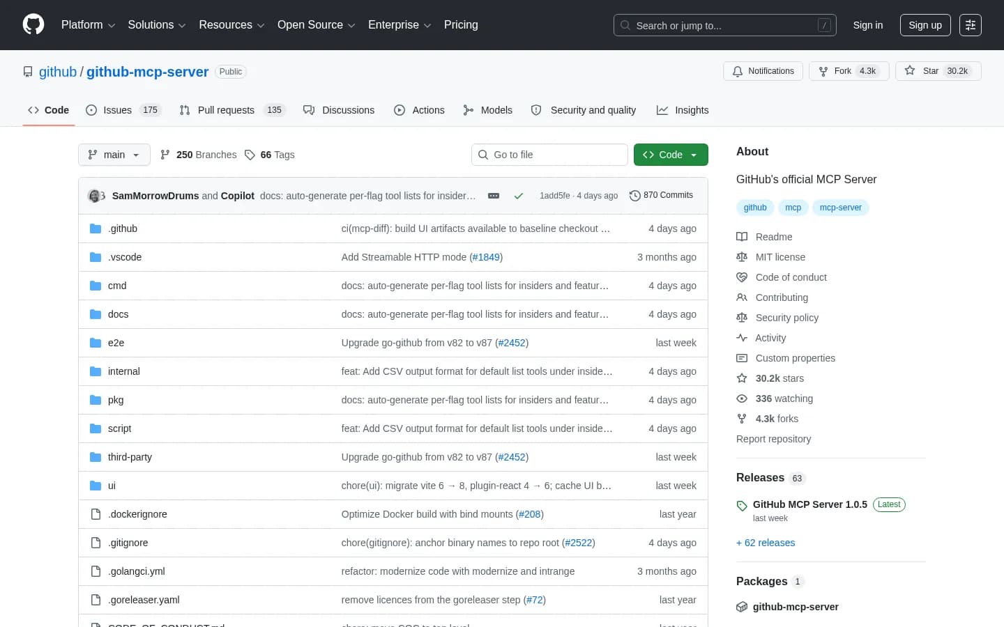 GitHub MCP server — official GitHub integration for AI coding agents
