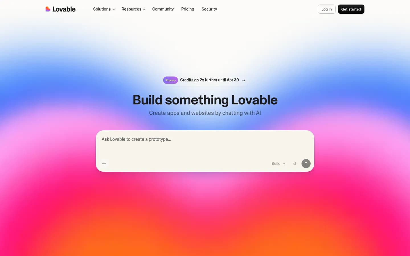 Lovable landing page — AI app builder focused on polished UI output and designer-founder experience