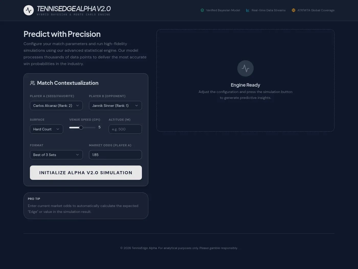 TennisEdge Alpha Simulator