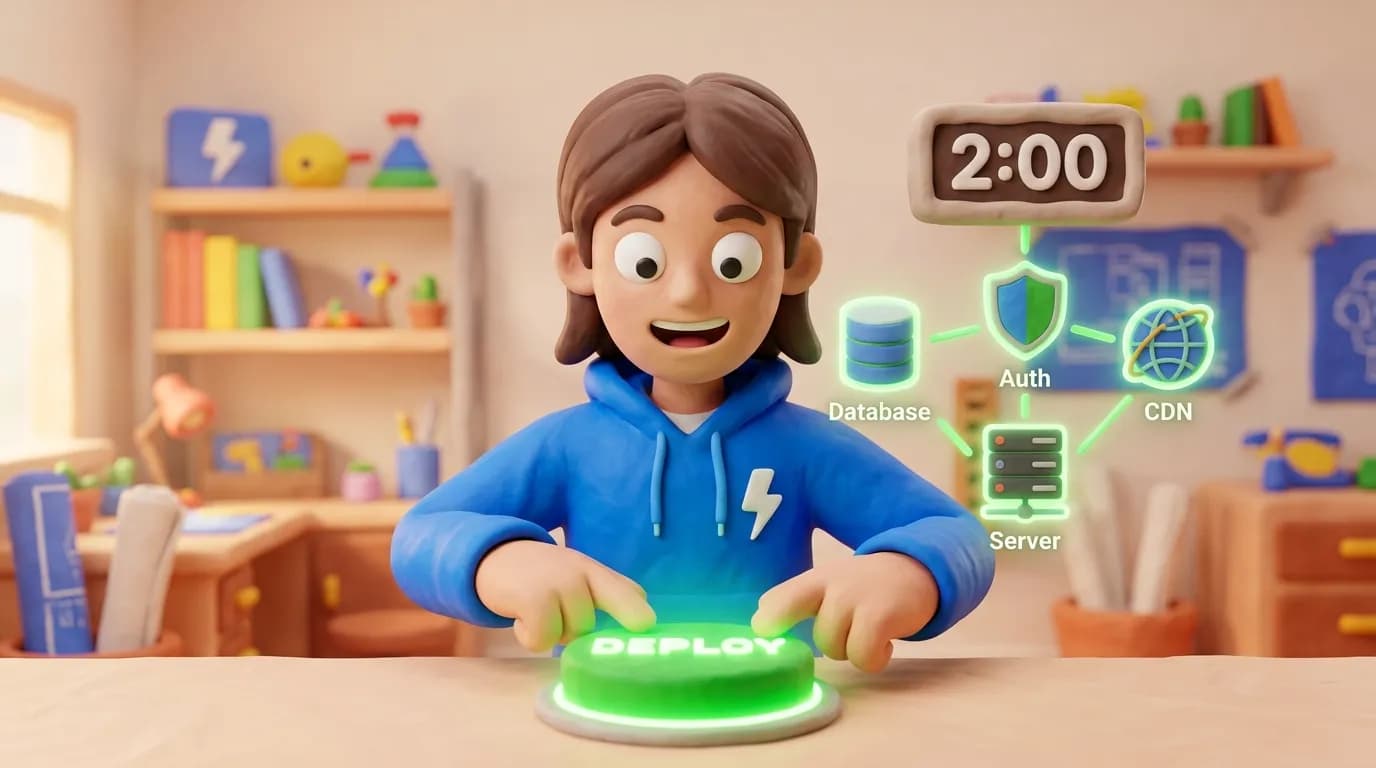 Blink provisions your entire infrastructure stack automatically — database, auth, hosting, and CDN in under 5 minutes