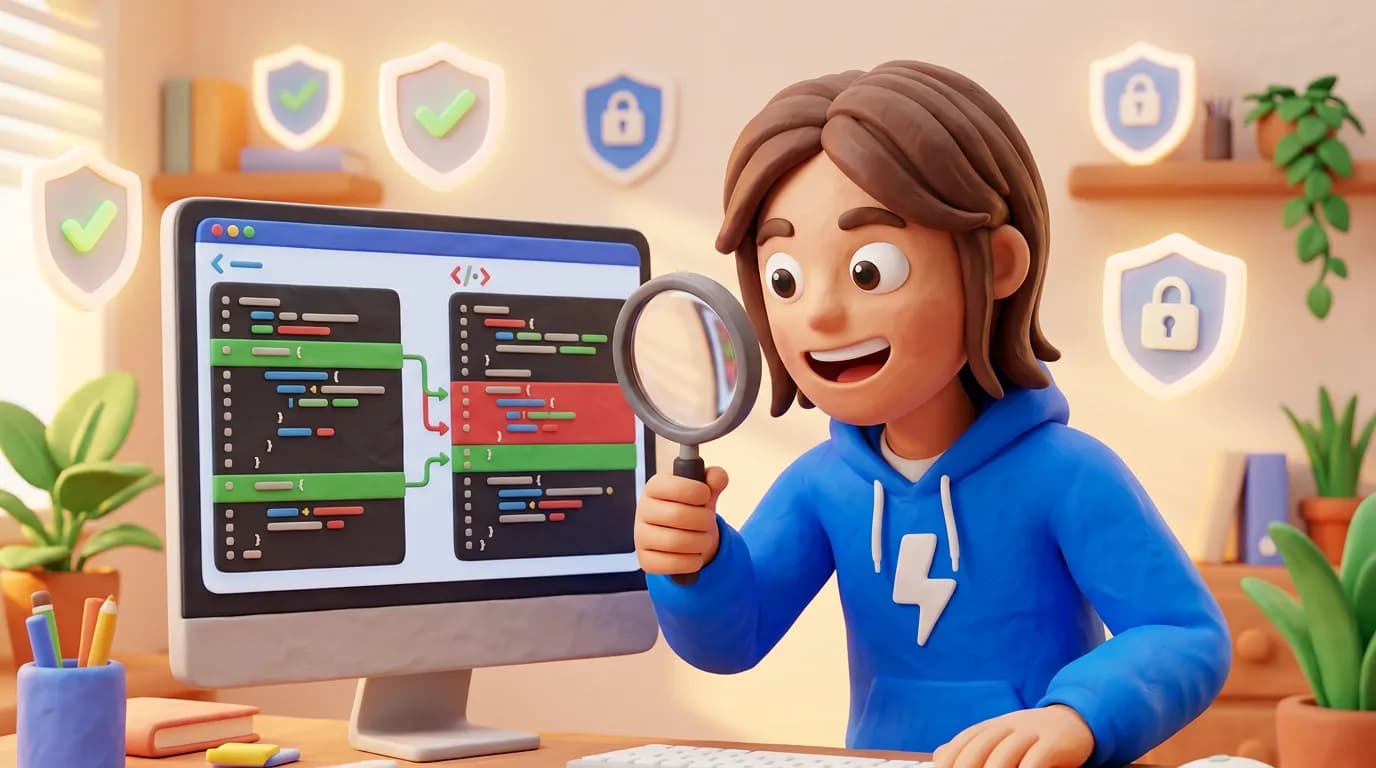 Reviewing AI-generated code diff before running — vibe coding security practice