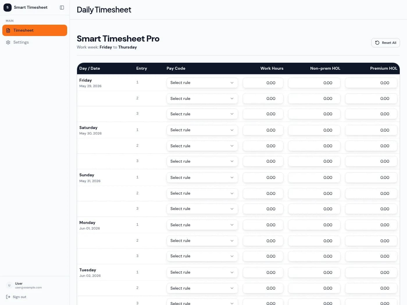 Smart Timesheet Pro